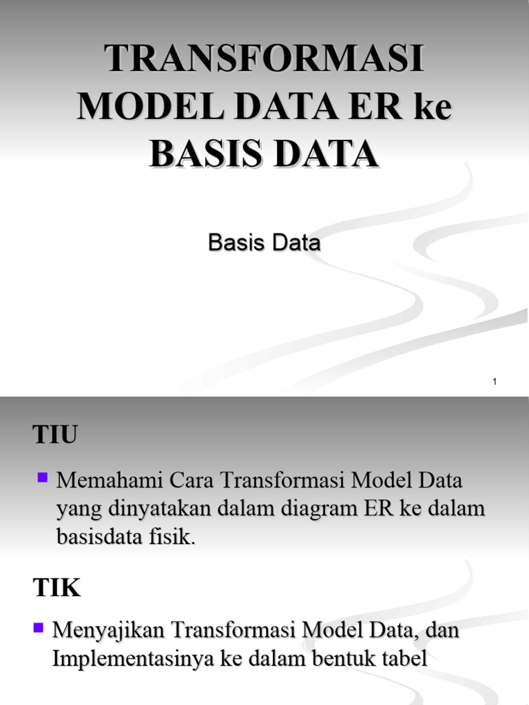 Bab 5 - Transformasi Model Data Er Ke Basis Data | PDF