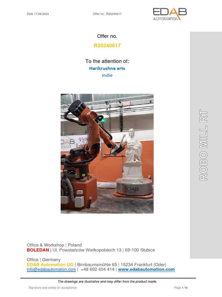 Offer R20240617 EDAB ROBO MILL RT - Harikrushna Arts | PDF | 3 D ...