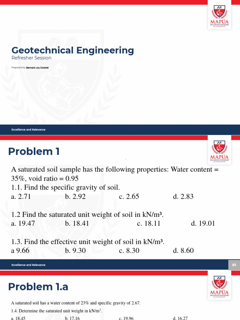 GEOTECHNICAL ENGINEERING REFRESHER Part 1 | PDF | Applied And Interdisciplinary Physics | Earth ...