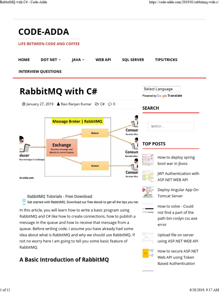 RabbitMQ With C# - Code-Adda - Cara Instalasi | PDF | C Sharp (Programming Language) | Software ...