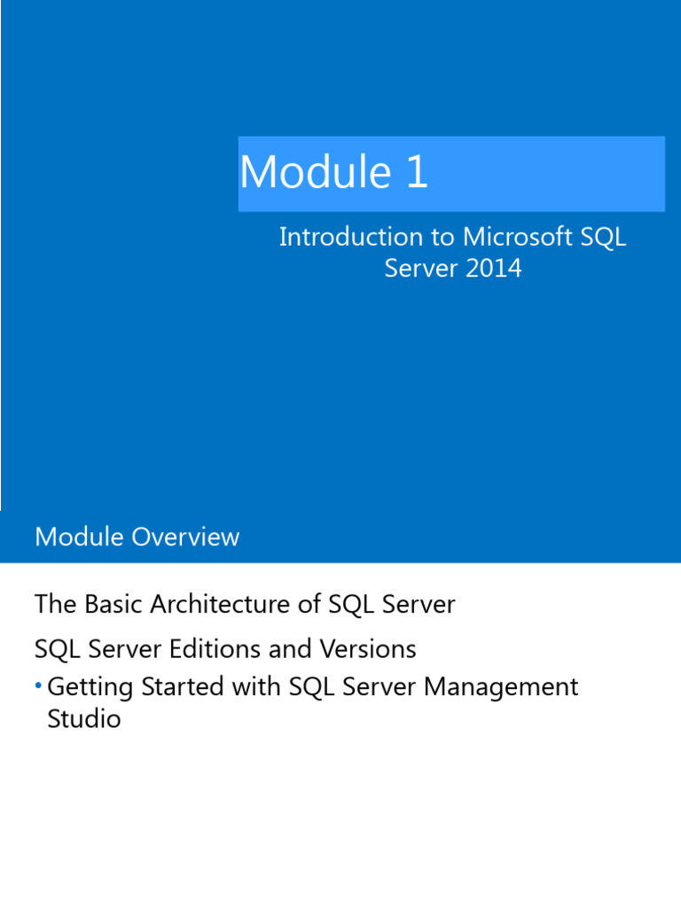 Introduction to SQL Server 2014 Tools | PDF | Microsoft Sql Server ...