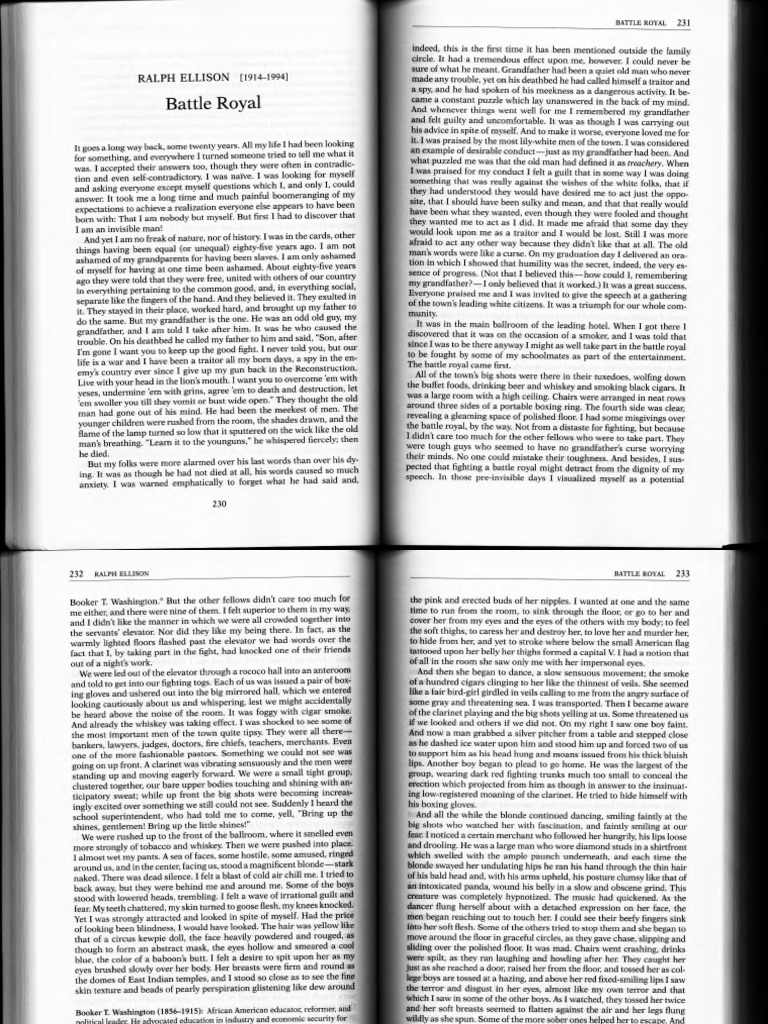 Ralph Ellison's Battle Royal Analysis | PDF