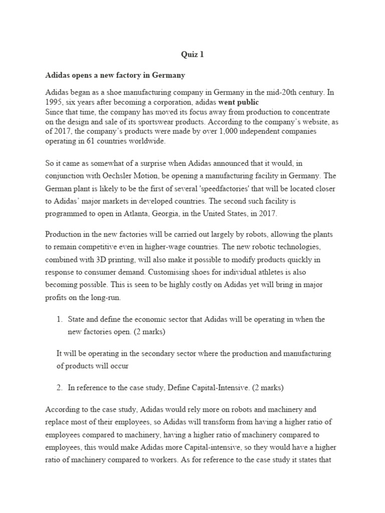 Case Study 3 | PDF | Adidas | Factory