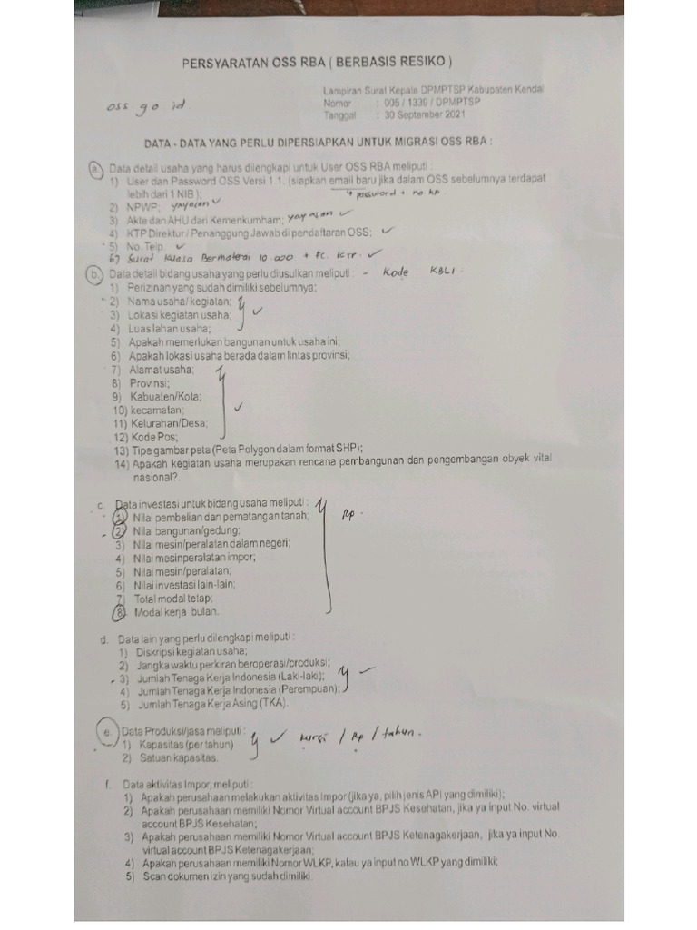 Persyaratan OSS | PDF