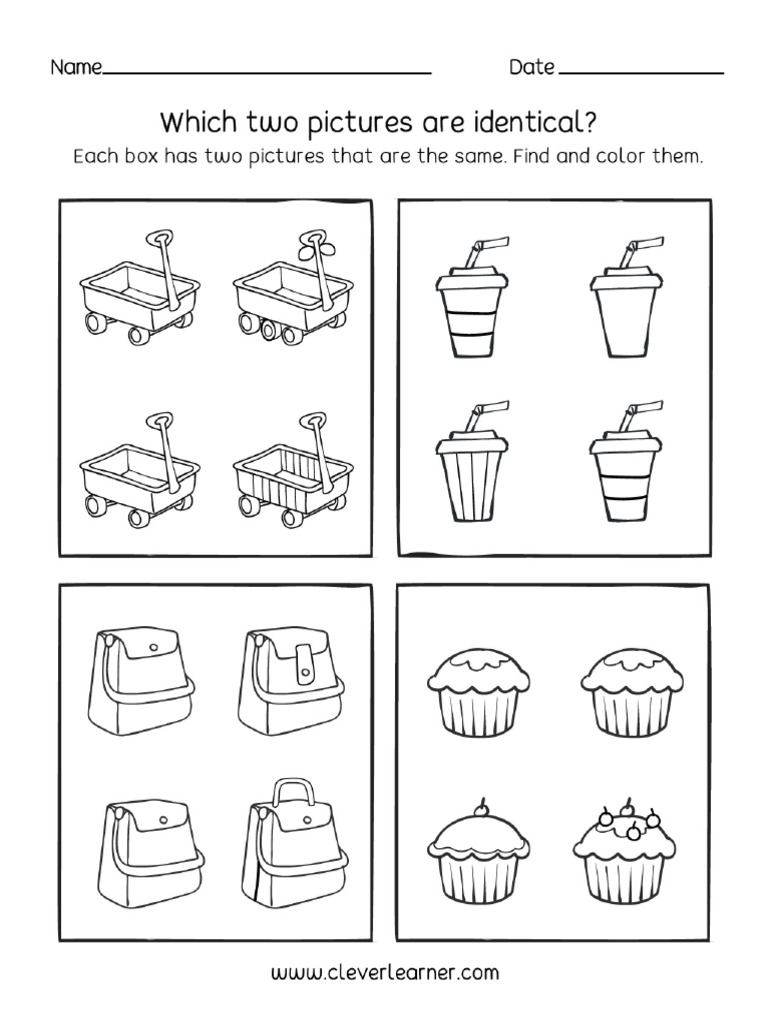 Preschool Same or Different Activity Worksheet 3c | PDF