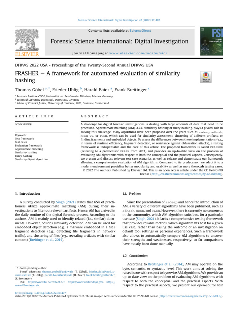 FRASHER---A-framework-for-automated-eval_2022_Forensic-Science-International | PDF | Computer ...