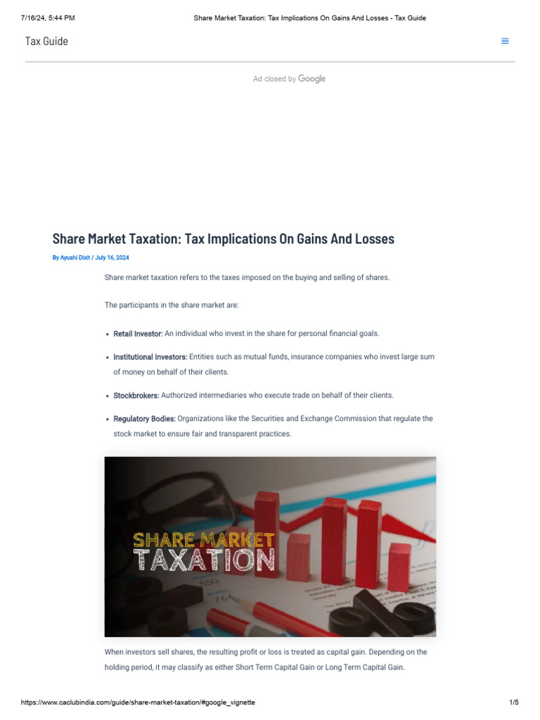 Share Market Taxation - Tax Implications On Gains and Losses - Tax ...