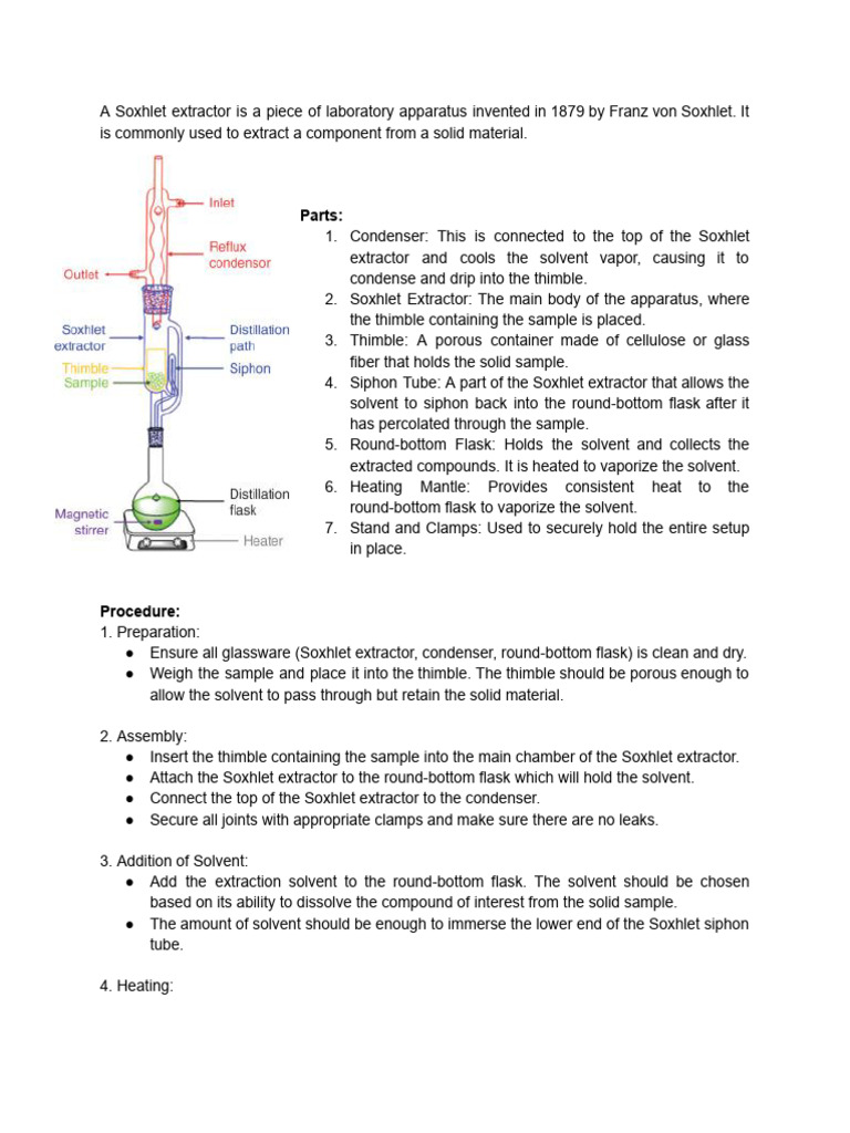 How To Use Soxhlet Extractor | PDF | Separation Processes | Chemistry
