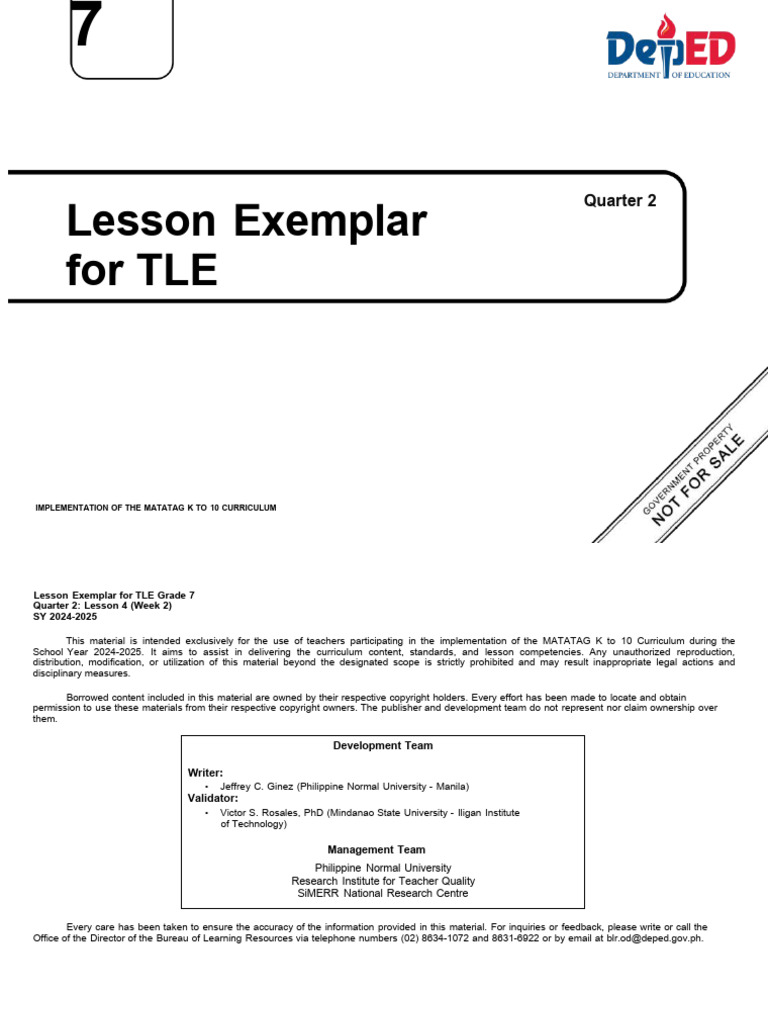 TLE Grade 7 Quarter 2: Crop Care Exemplar | PDF | Agriculture | Weed