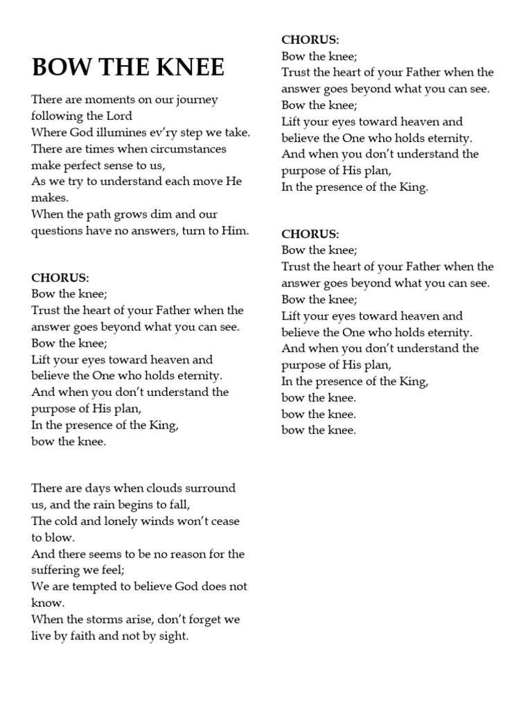 Bow The Knee | PDF