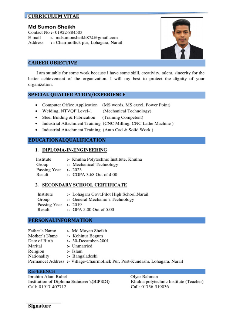 MD Sumon Sheikh CV | PDF