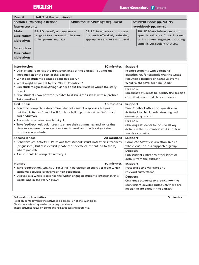 ILS English Lesson Plans Y8 Unit 3 | PDF | Part Of Speech | Adverb
