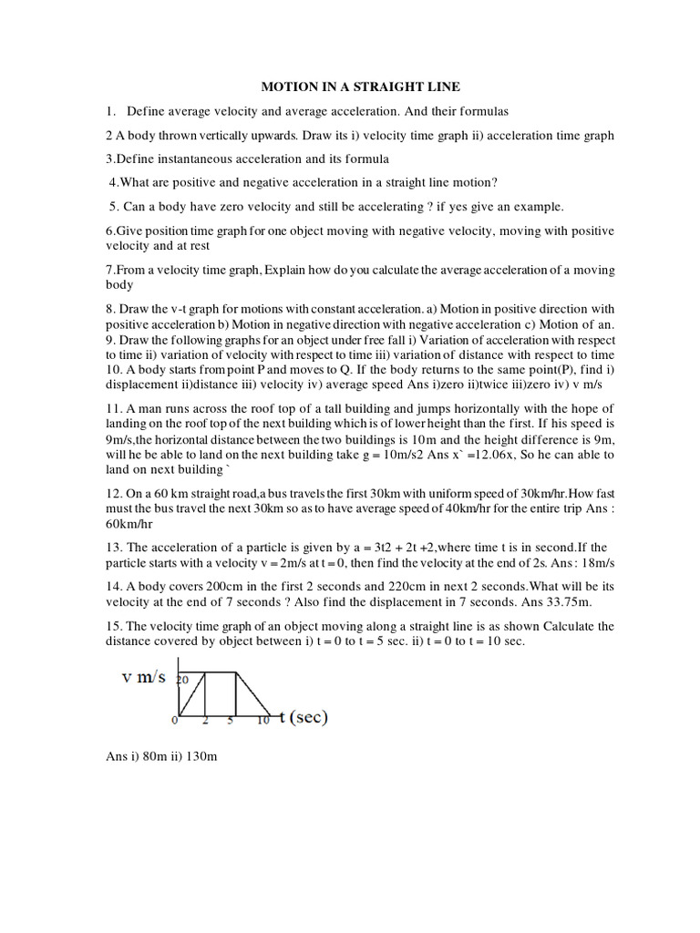 Motion in A Straight Line | PDF