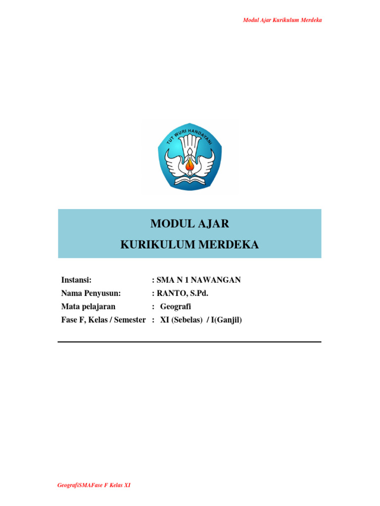 Modul Ajar 3 - Geo XI Sem - 1 24-25 | PDF