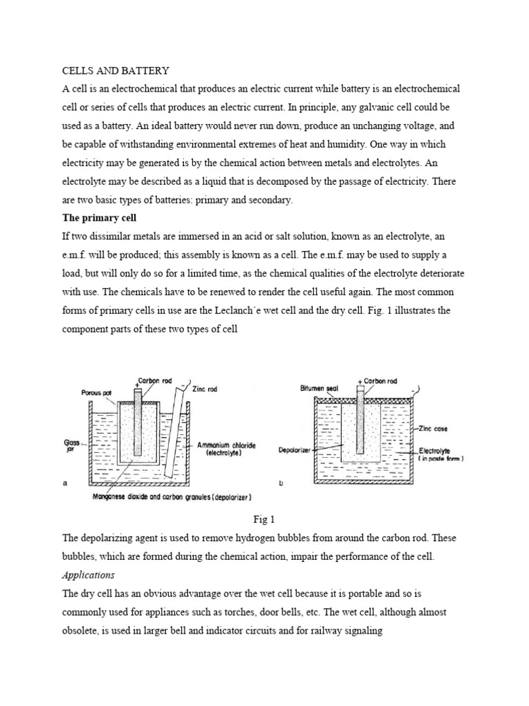 Battery and Cells | PDF | Rechargeable Battery | Series And Parallel ...