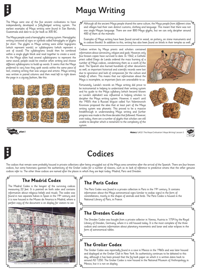 Year 5 22nd June 2020 Learning Pack Maya Writing Comprehension | PDF ...