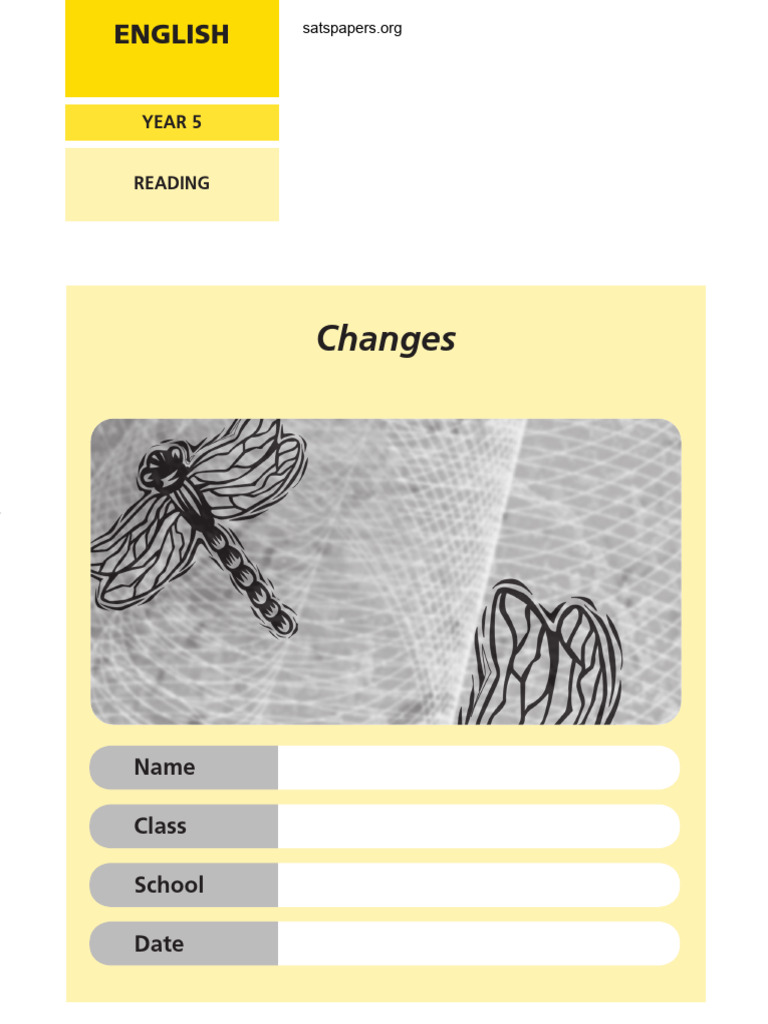 Year 5 2006 Optional SATs English - Reading Answer Booklet | PDF ...