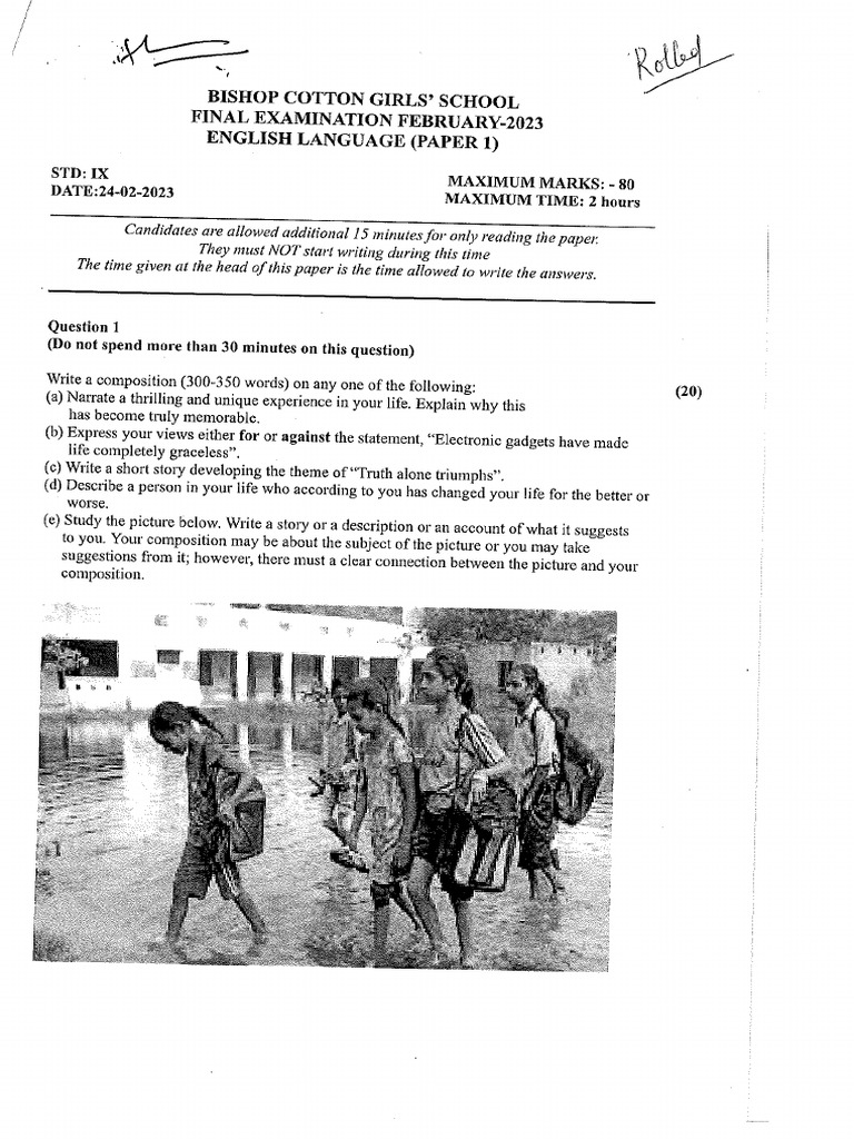 Question Paper English STD 9 | PDF