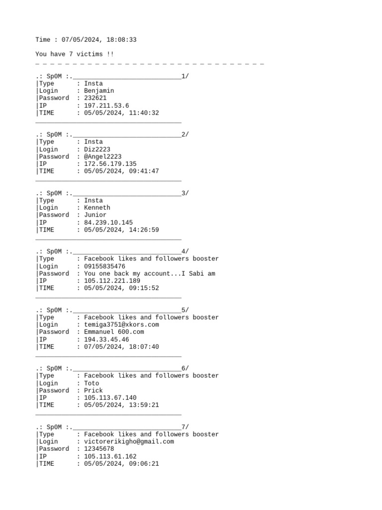 Sp0m Victims (2024 - 5 - 7) | PDF