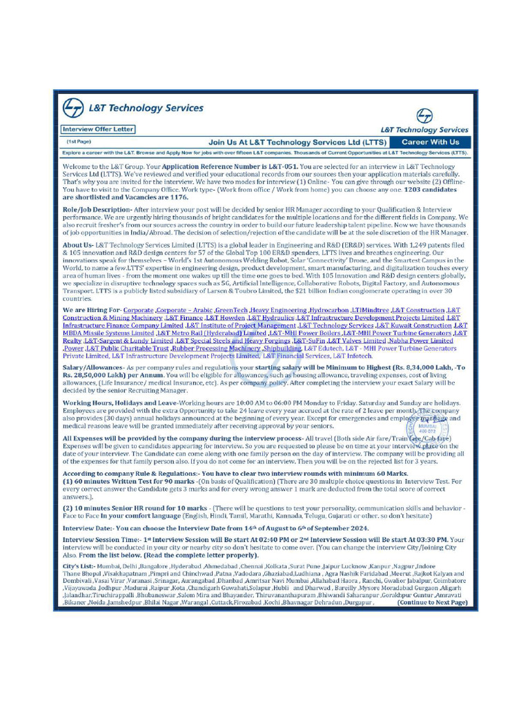 Interview Offer Letter | PDF