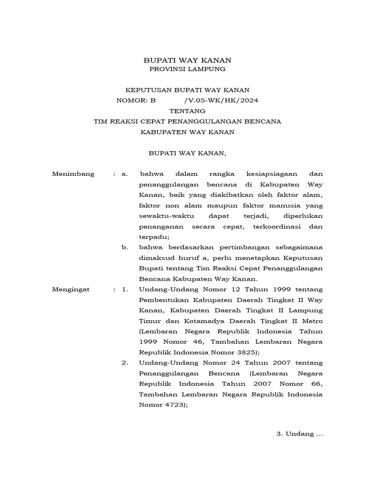 Draft SK TRC PB Multi Sektor | PDF