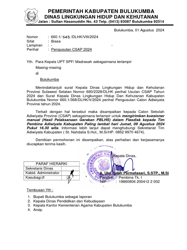 Surat Pengusulan CSAP 2024 | PDF