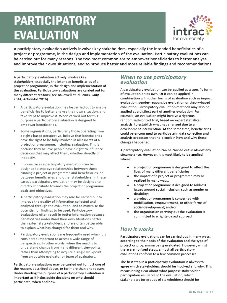 Participatory Evaluation | PDF | Evaluation | Cognition