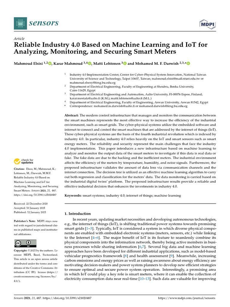 Reliable Industry 4.0 Based on Machine Learning and IoT for | PDF | Internet Of Things | Machine ...