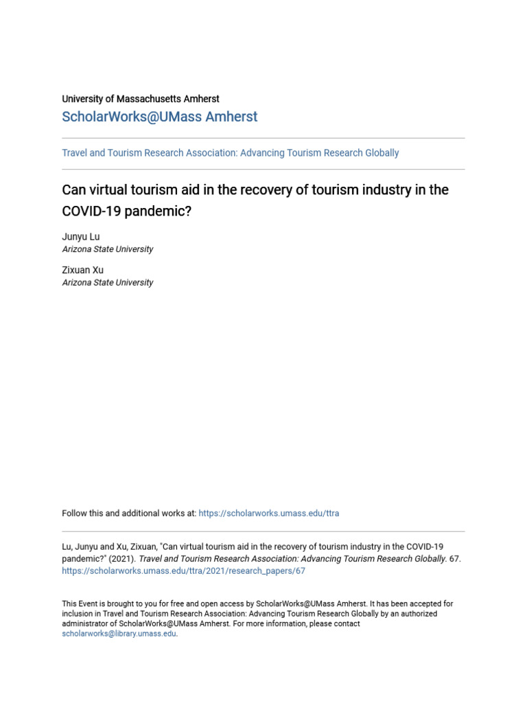 Can Virtual Tourism Aid in The Recovery of Tourism Industry | PDF | Virtual Reality | Augmented ...