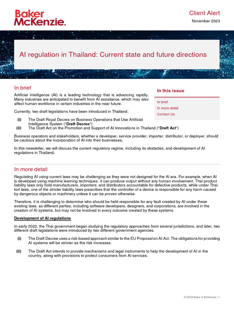 Client Alert Intellectual Property and Technology AI Regulation in ... Client Alert Intellectual Property and Technology AI Regulation in ...