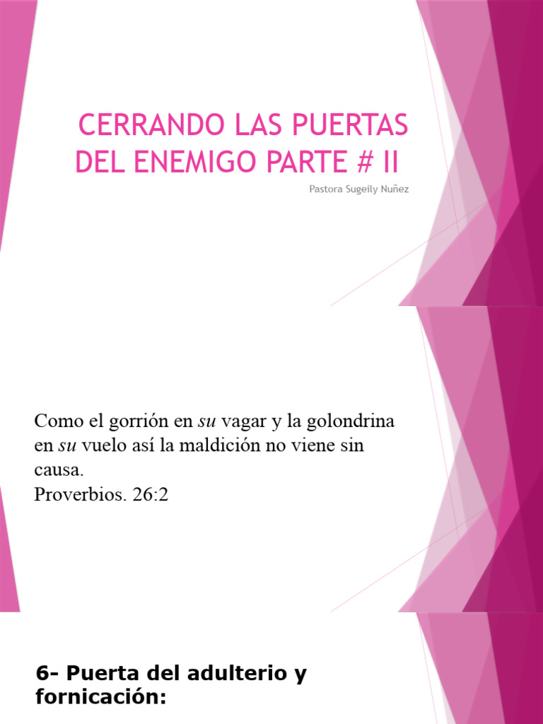 Cerrando Las Puertas Del Enemigo Parte # Ii | PDF | Adulterio | Estrés ...