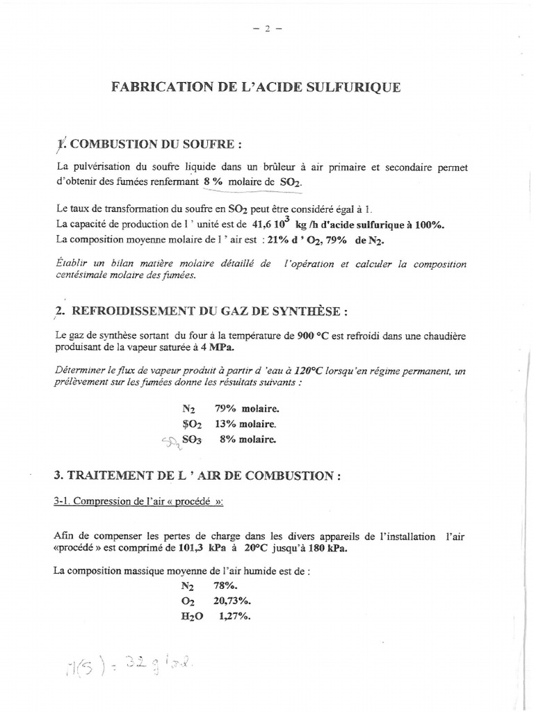 Fabrication H2SO4-énoncé-2 | PDF