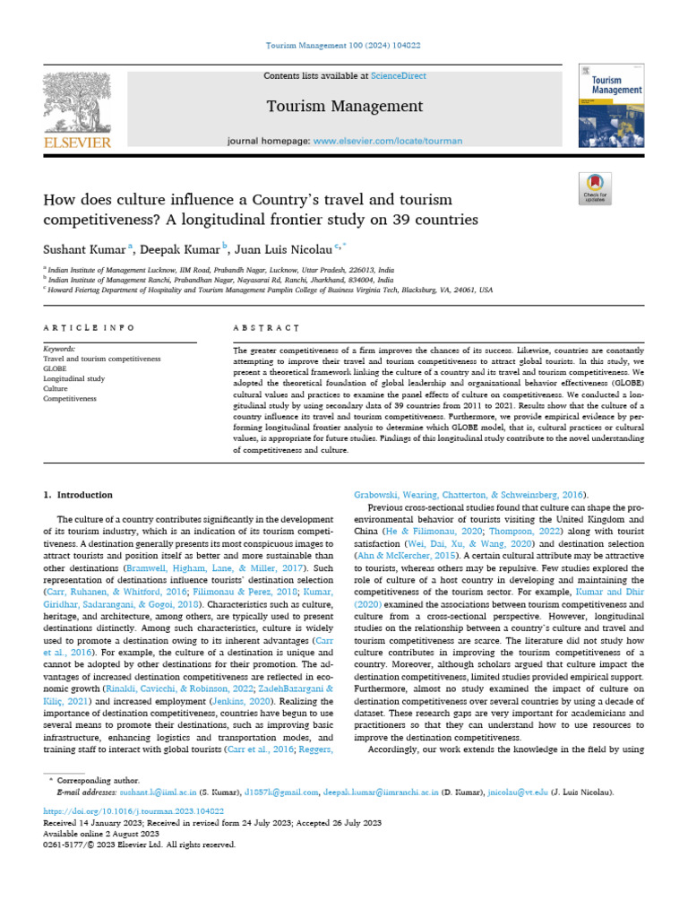 How does culture influence a Country's travel and tourism ...