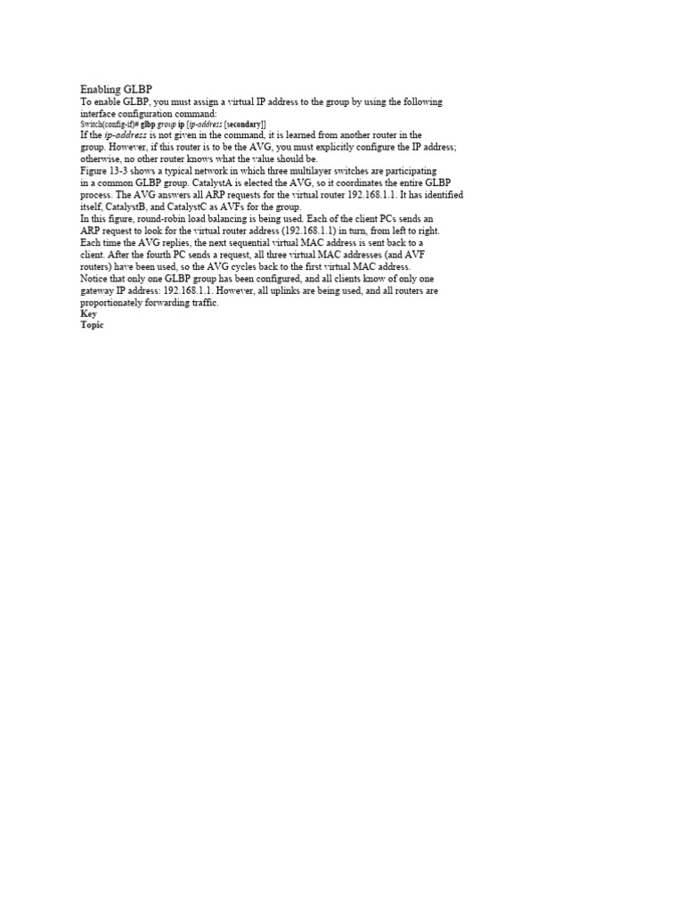 How to Enable GLBP in Networking | PDF