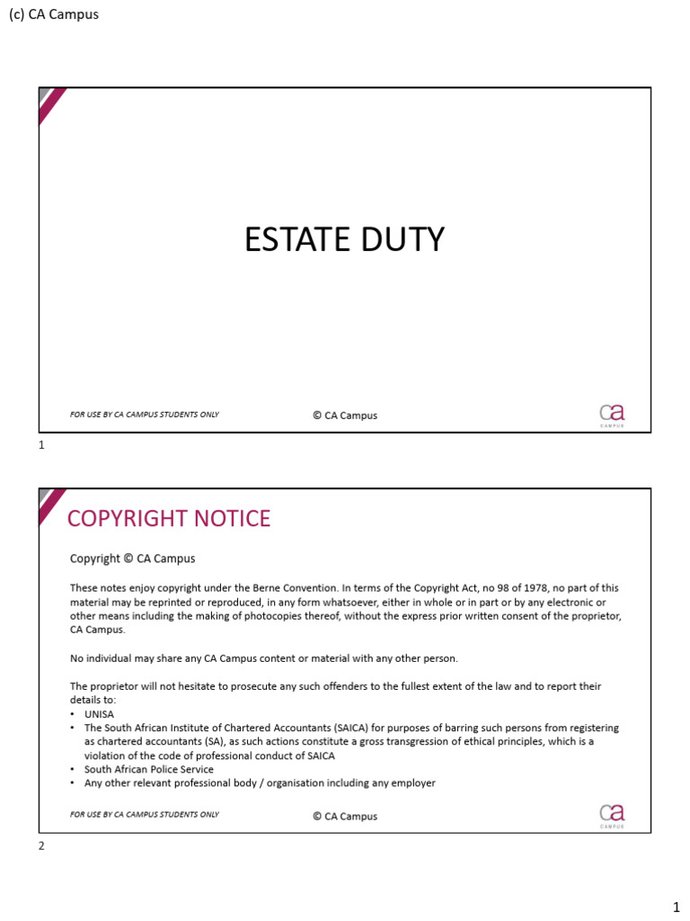 Estate Duty 1 | PDF | Inheritance Tax | Taxes