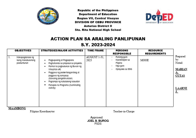 Filipino Action Plan | PDF