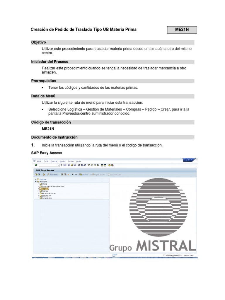 Crear Pedido de Traslado en SAP ME21N | PDF | Informática