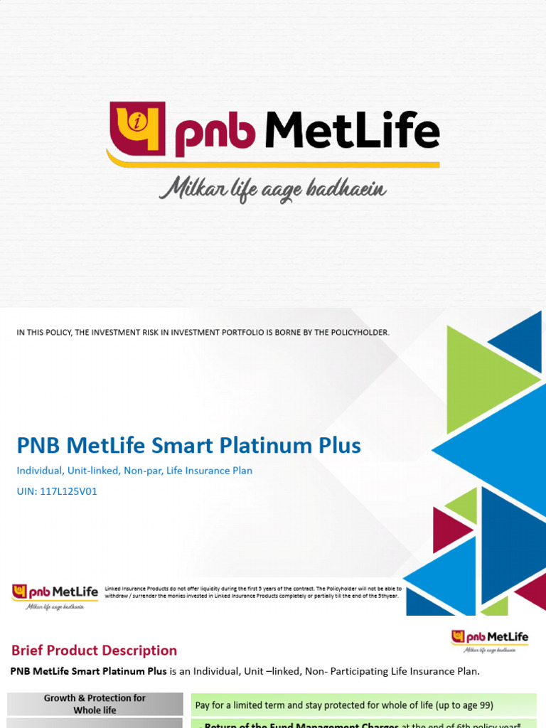 PNB MetLife Smart Platinum Plus Plan | PDF | Insurance | Life Insurance