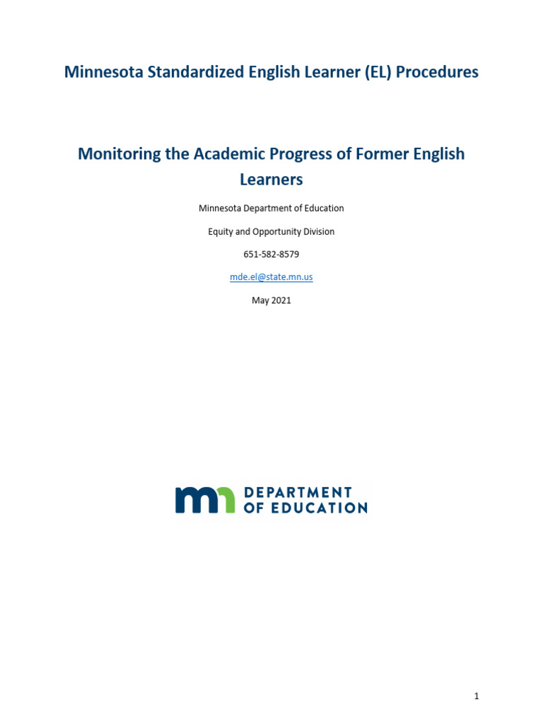 Monitoring The Academic Progress of Former English Learners | PDF | Individualized Education ...