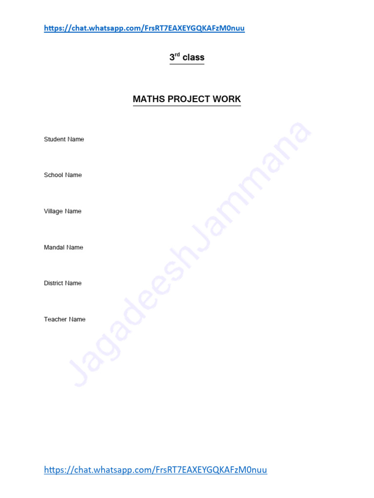 3rd Class MATHS SEM 1 PROJECT WORK | PDF
