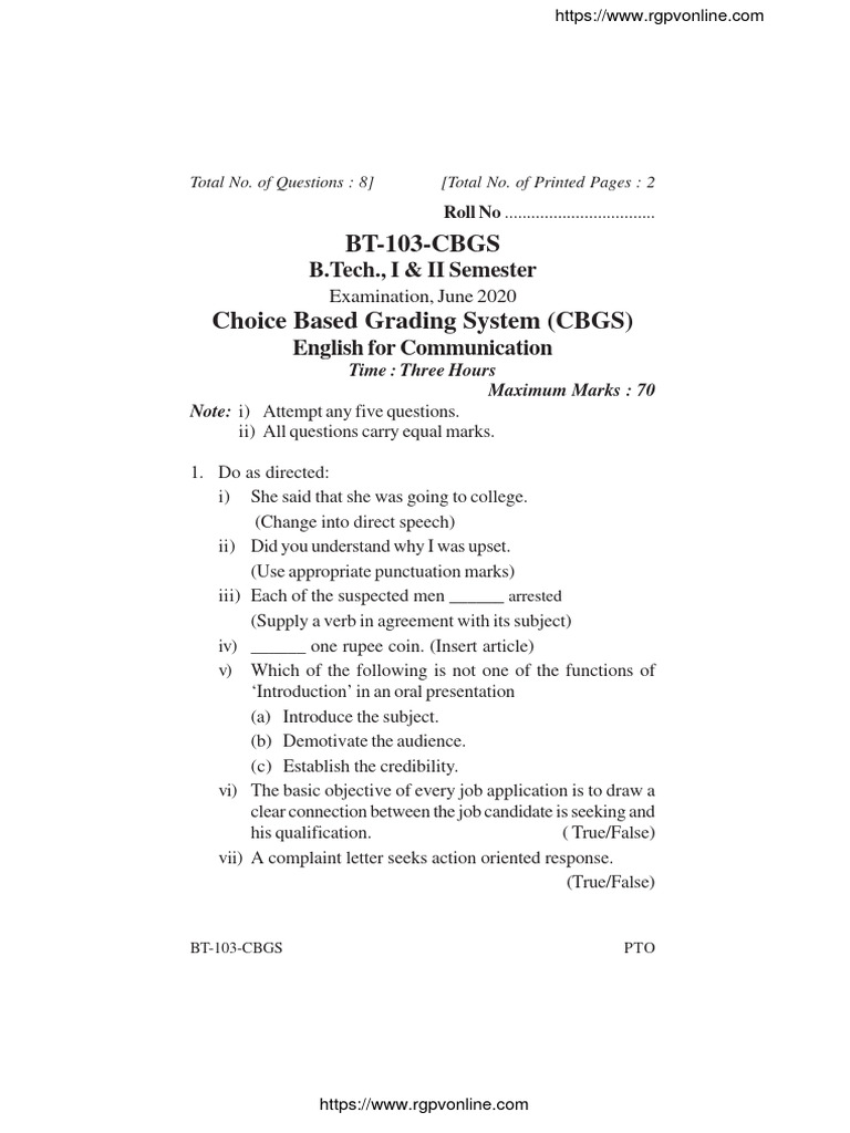 BT 103 English For Communication Jun 2020 | PDF | Communication | Résumé