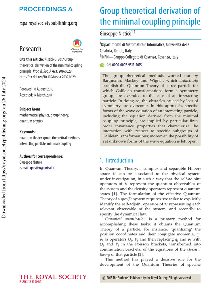 nisticò-2017-group-theoretical-derivation-of-the-minimal-coupling ... nisticò-2017-group-theoretical-derivation-of-the-minimal-coupling ...