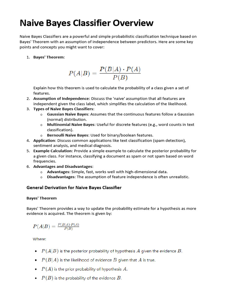 Naive Bayes Classifier Overview | PDF | Statistical Classification | Probability
