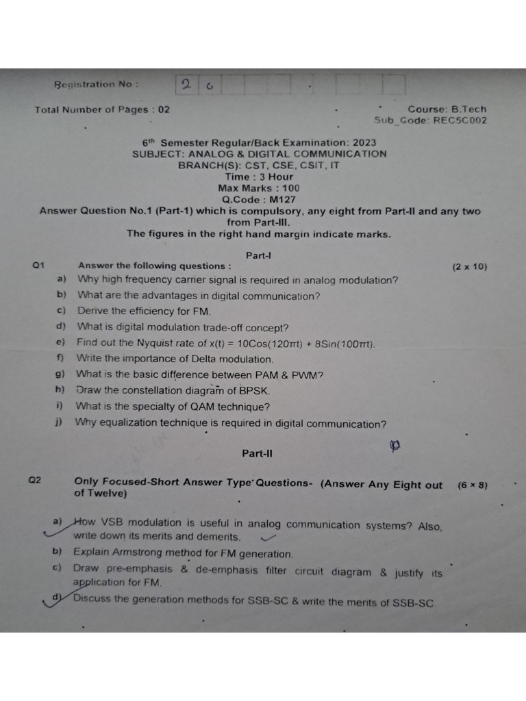 Adc - Pyq-6th Sem-2023 | PDF