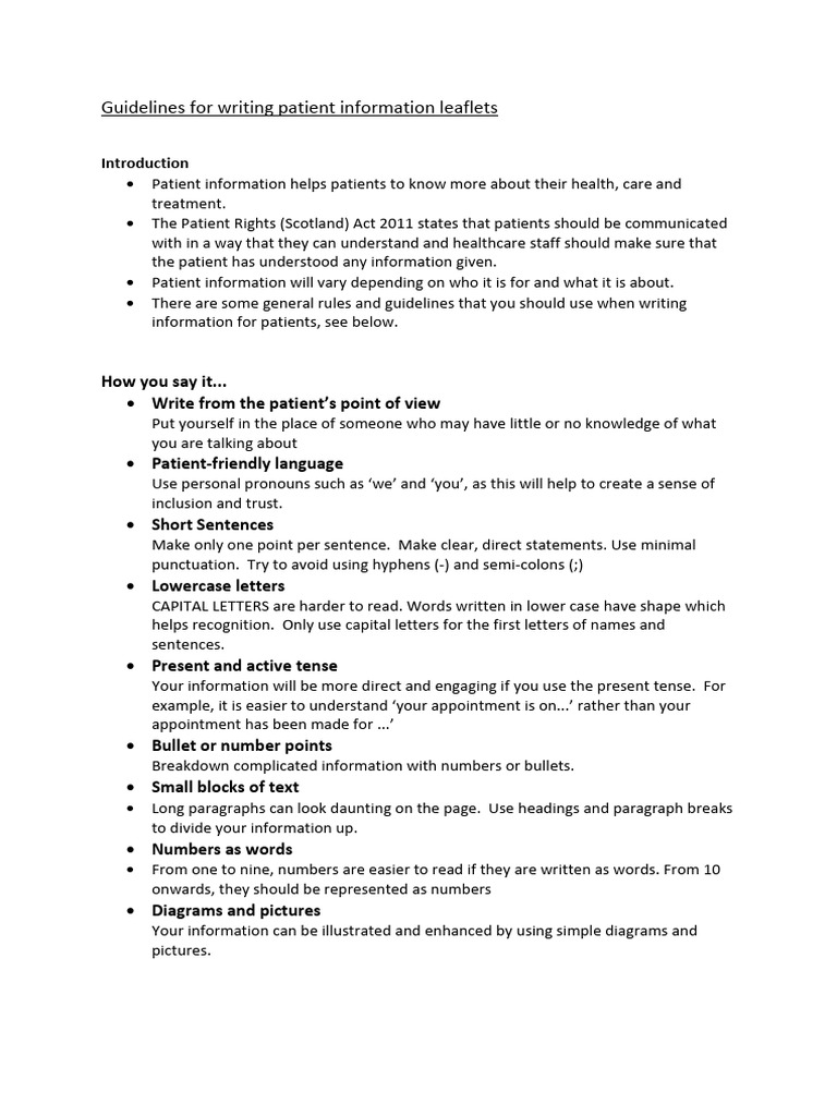 Patient Information Leaflets Guidance | PDF | Letter Case | Information
