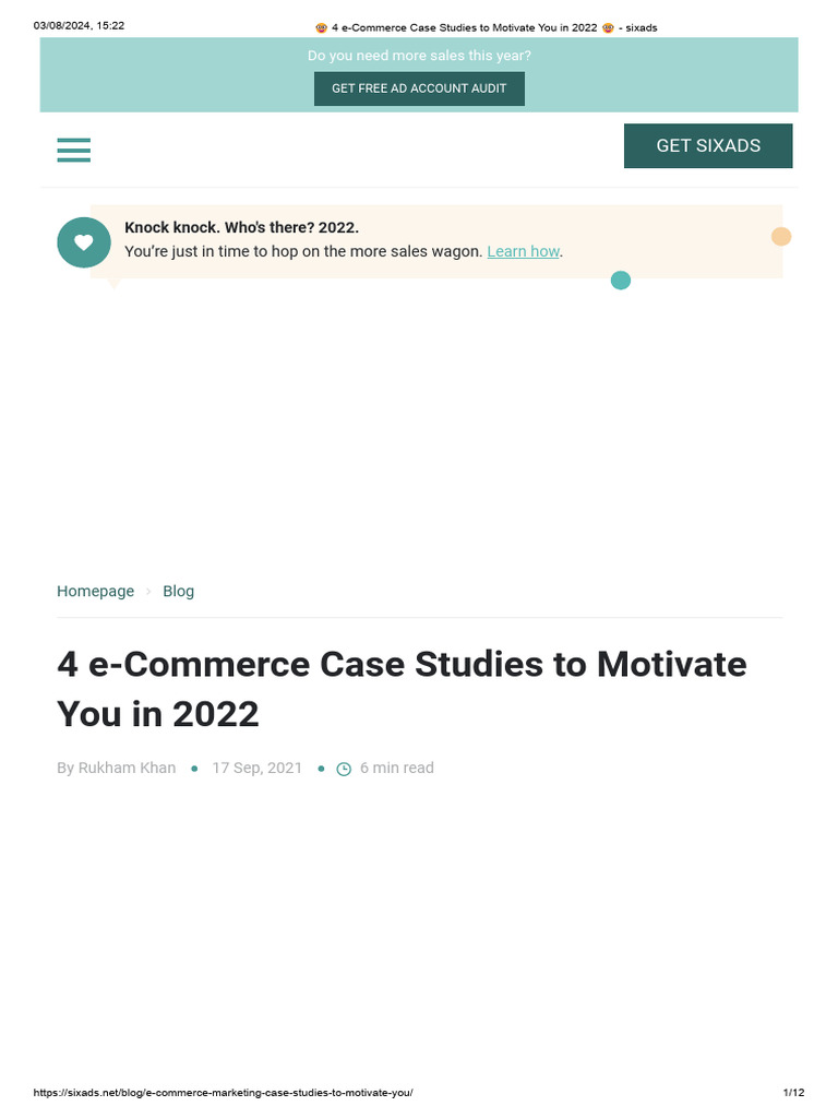 4 E-Commerce Case Studies To Motivate You in 2022 | PDF | E Commerce | Point Of Sale