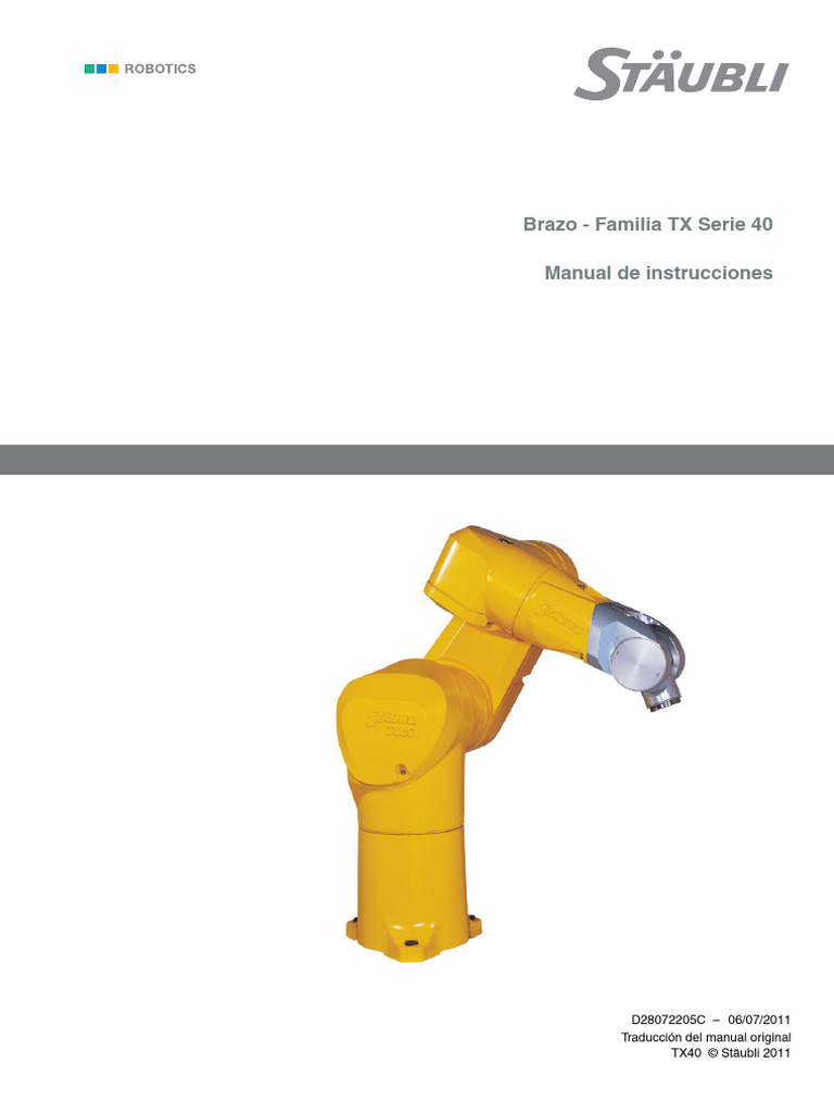 Manual del Robot Stäubli TX40 | PDF | Descarga electrostática | Robot