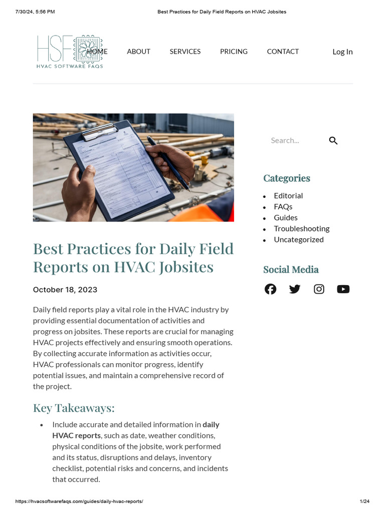 Best Practices For Daily Field Reports On HVAC Jobsites | PDF | Project ...