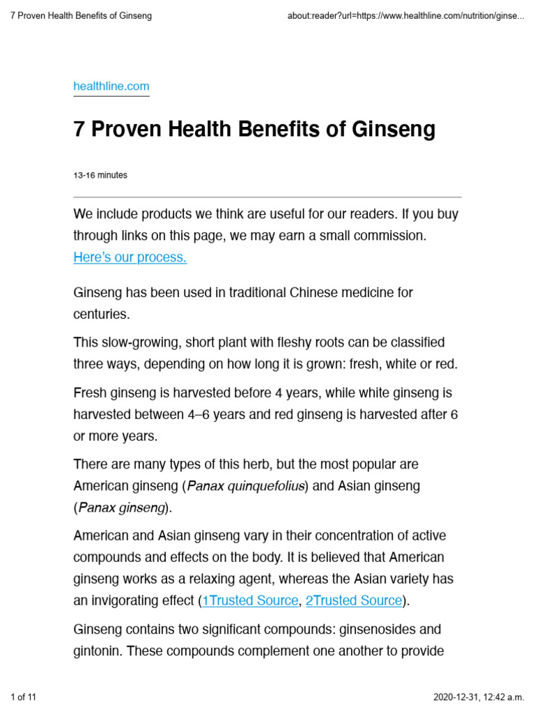 7 Proven Health Benefits of Ginseng | PDF | Cancer | Diabetes