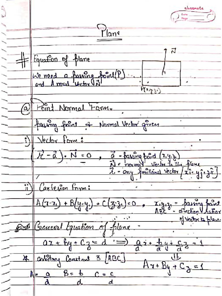 Plane - 3D Geometry | PDF
